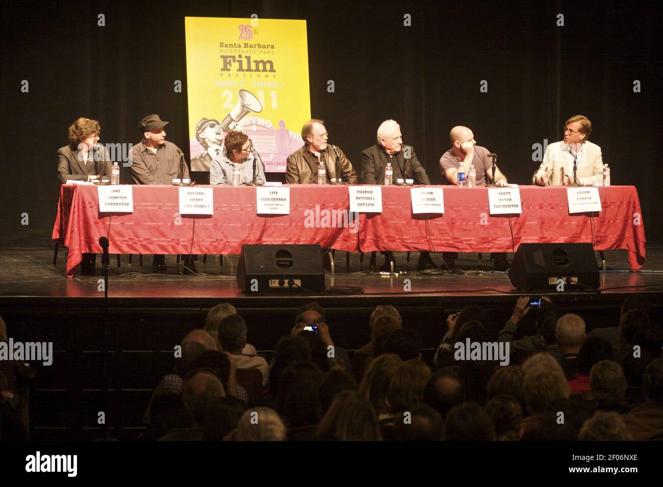 29 January 2011-Santa Barbara, CA: (l-r) Anne Thompson, moderator ...