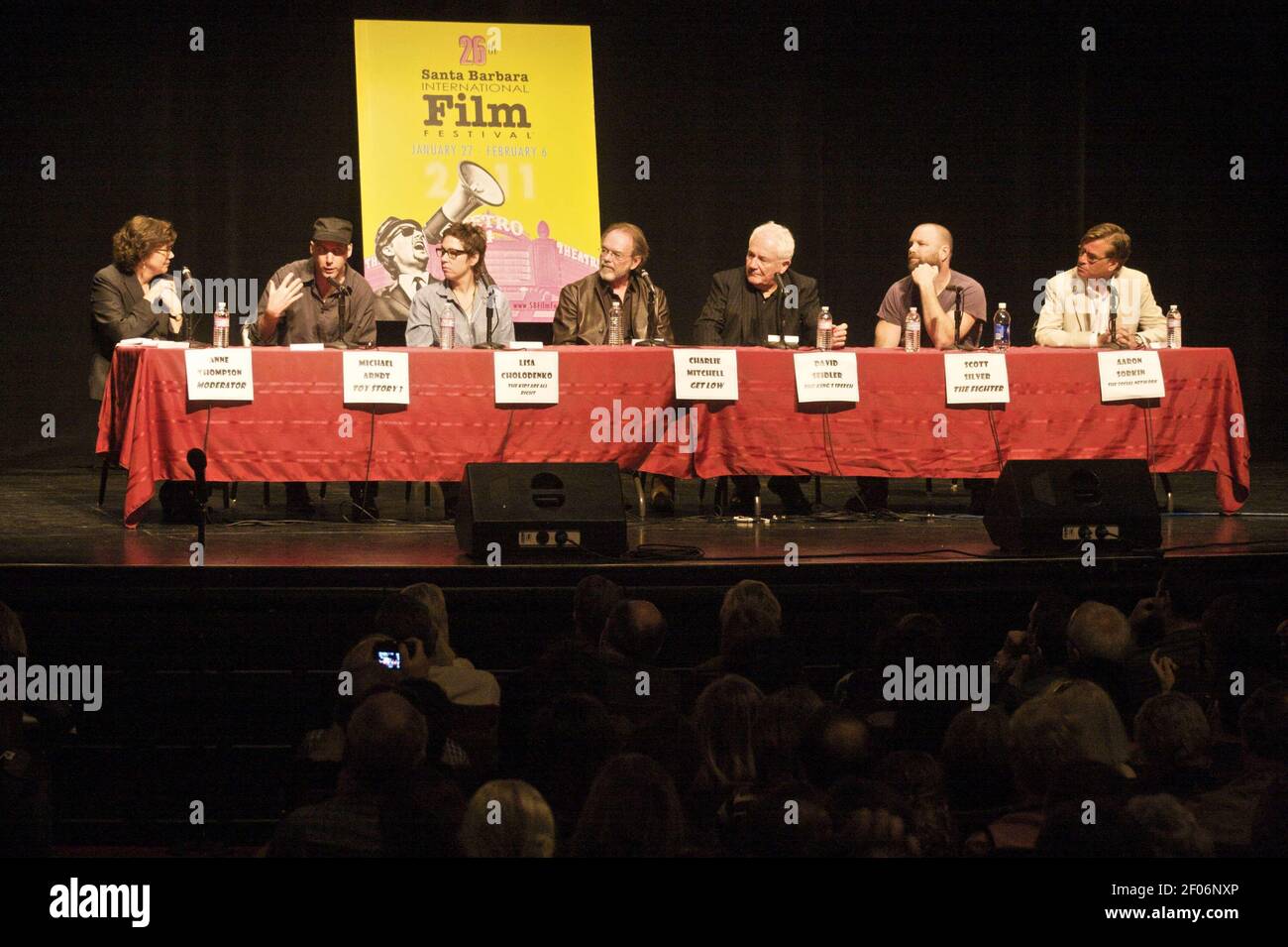 29 January 2011-Santa Barbara, CA: (l-r) Anne Thompson, moderator ...