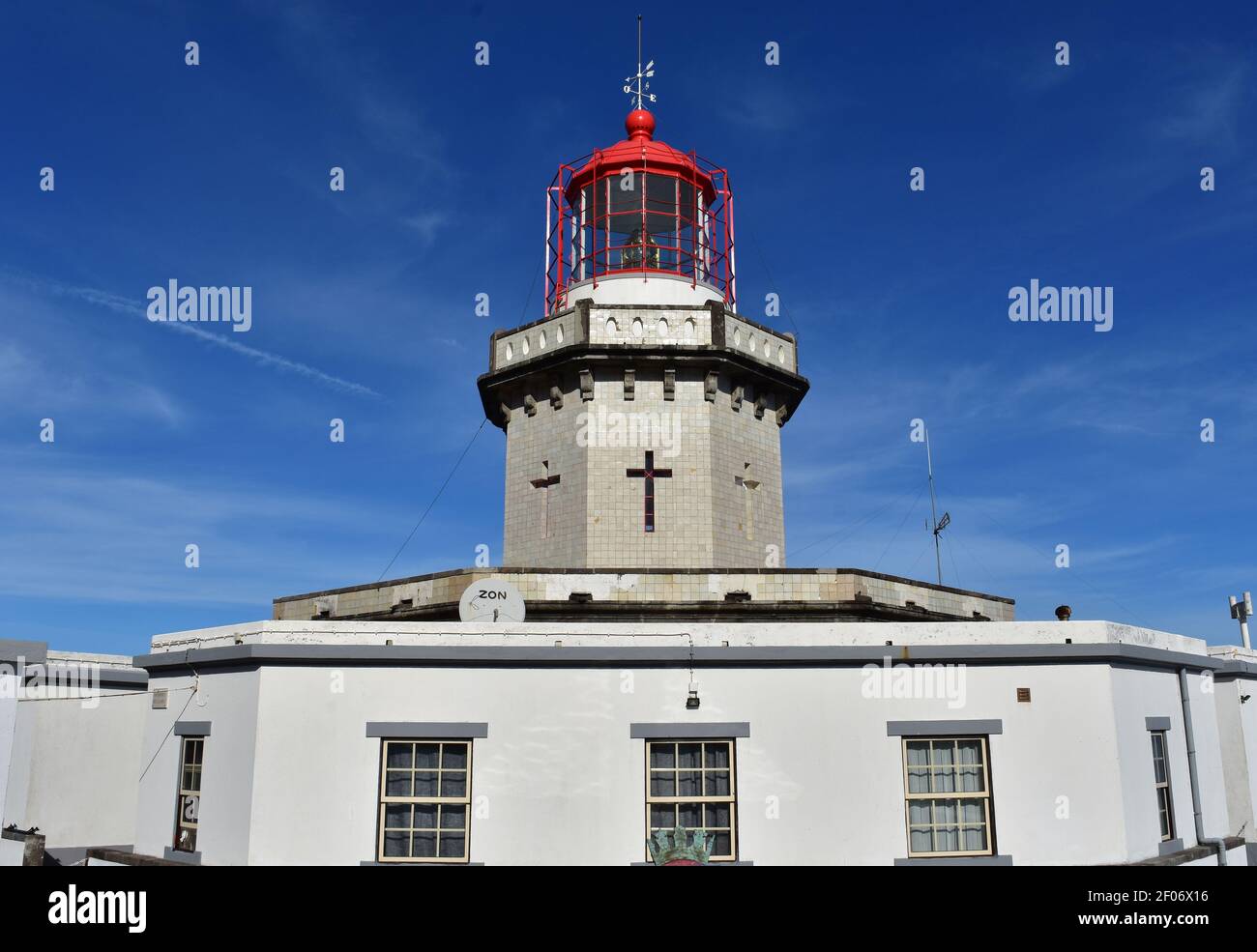 Beautiful Christian Cross in the top of the lighthouse in Nordeste on ...