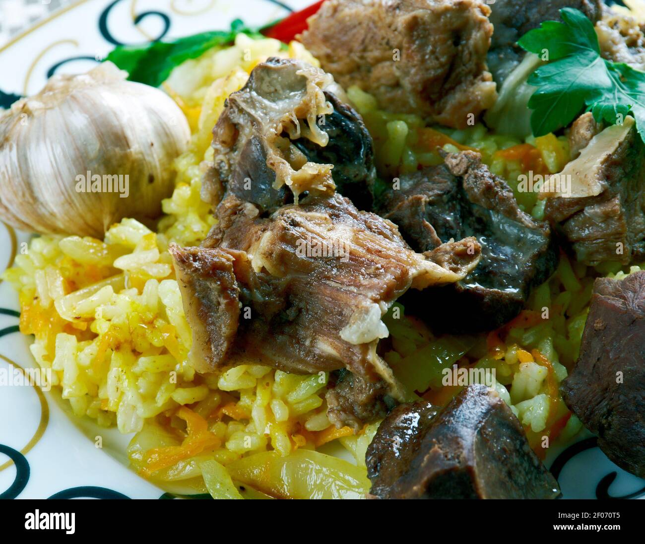 Uzbek rice dish with lamb Stock Photo - Alamy