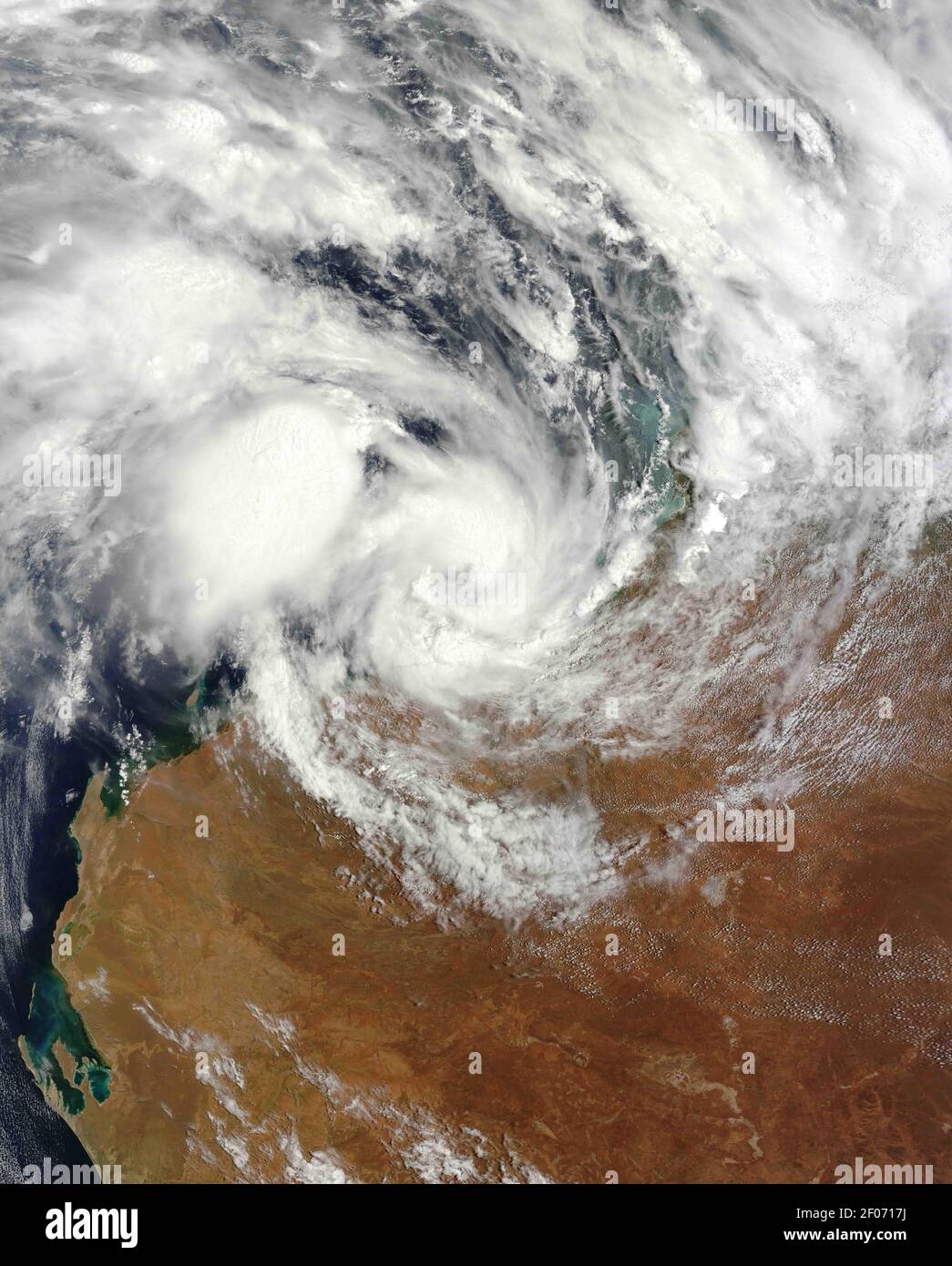 NASA image released on January 26 of Tropical Cyclone Bianca (10S) off ...