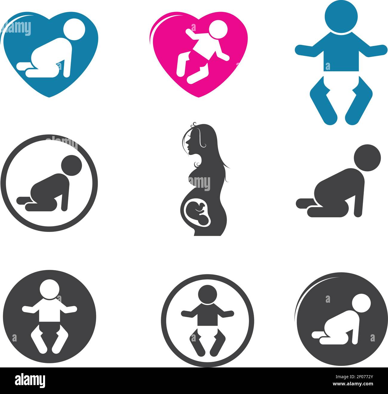 Baby crawling silhouette Stock Vector Images - Alamy