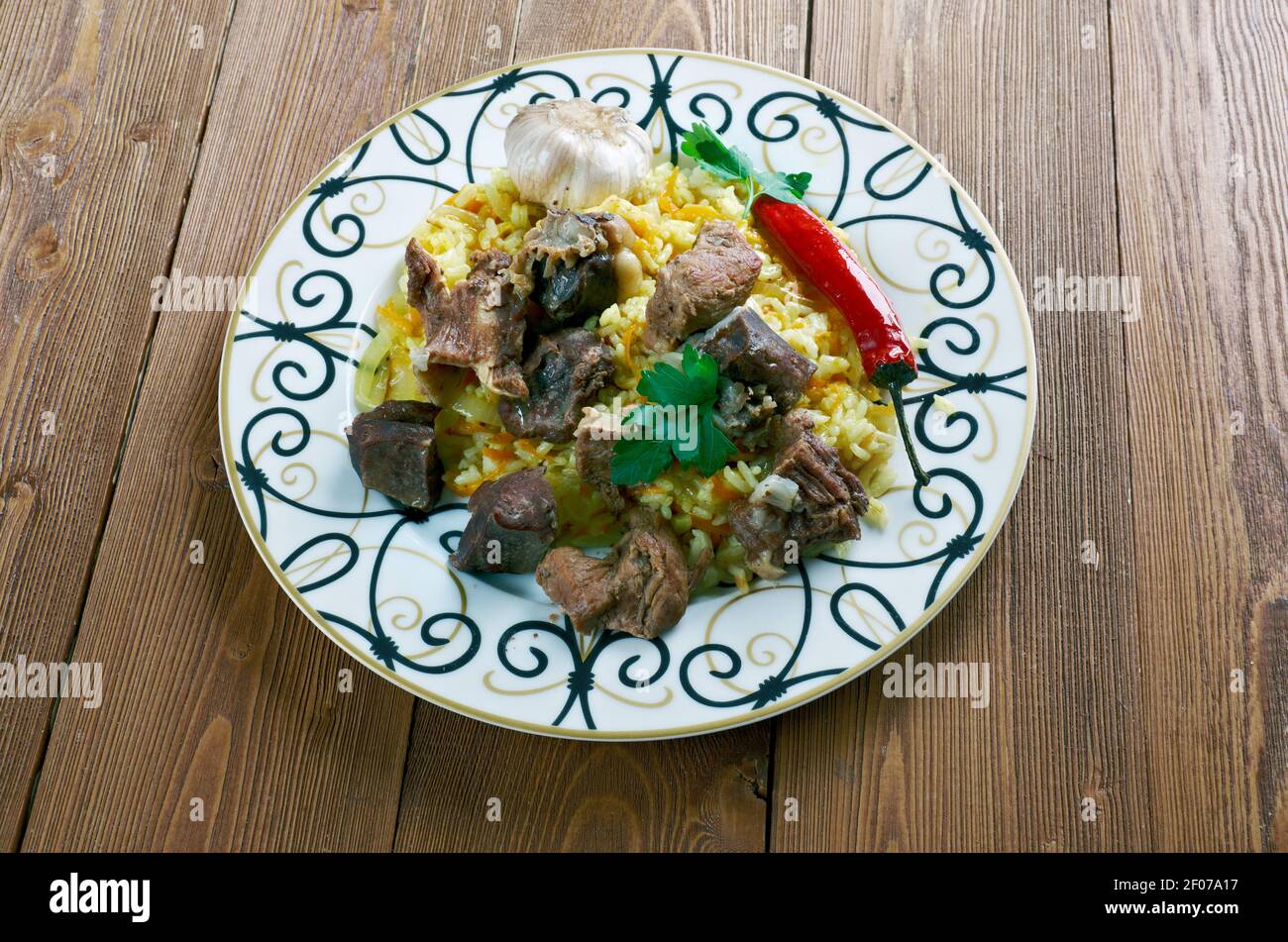 Uzbek rice dish with lamb Stock Photo - Alamy