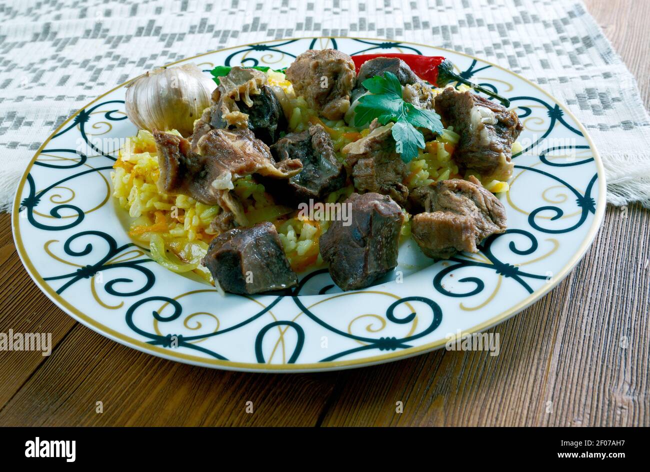 Uzbek rice dish with lamb Stock Photo - Alamy