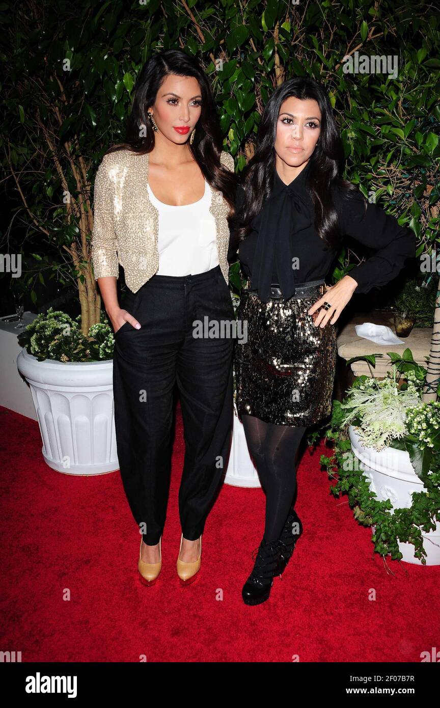 Kim Kardashian and Kourtney Kardashian. QVC Red Carpet Style Party held ...