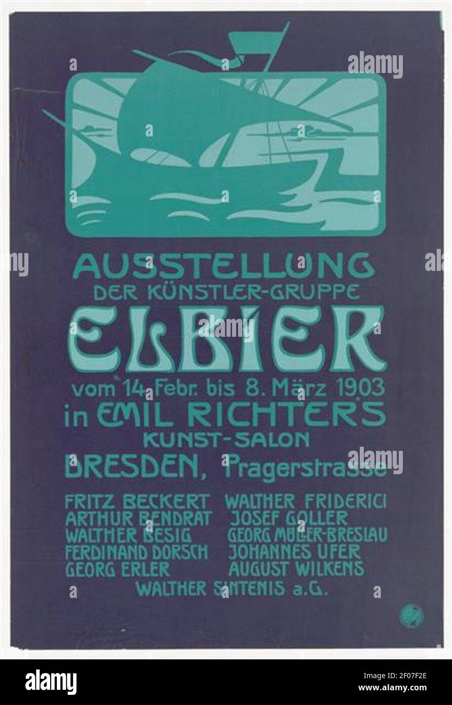 Plakat - Ausstellung Die Elbier - Kunstsalon Emil Richter, um 1903 ...