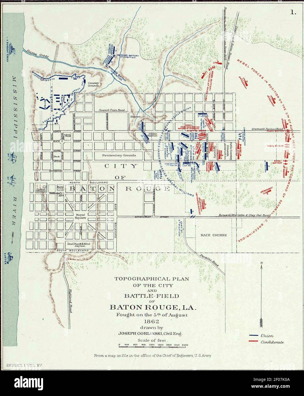 Plan de Baton Rouge en 1862 Stock Photo - Alamy