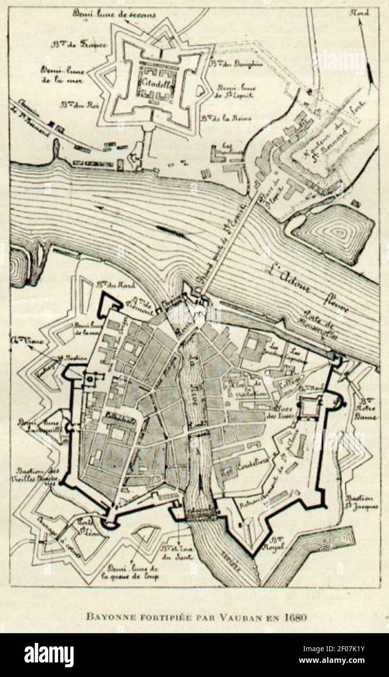 Plan de bayonne par vauban 1680 Stock Photo - Alamy