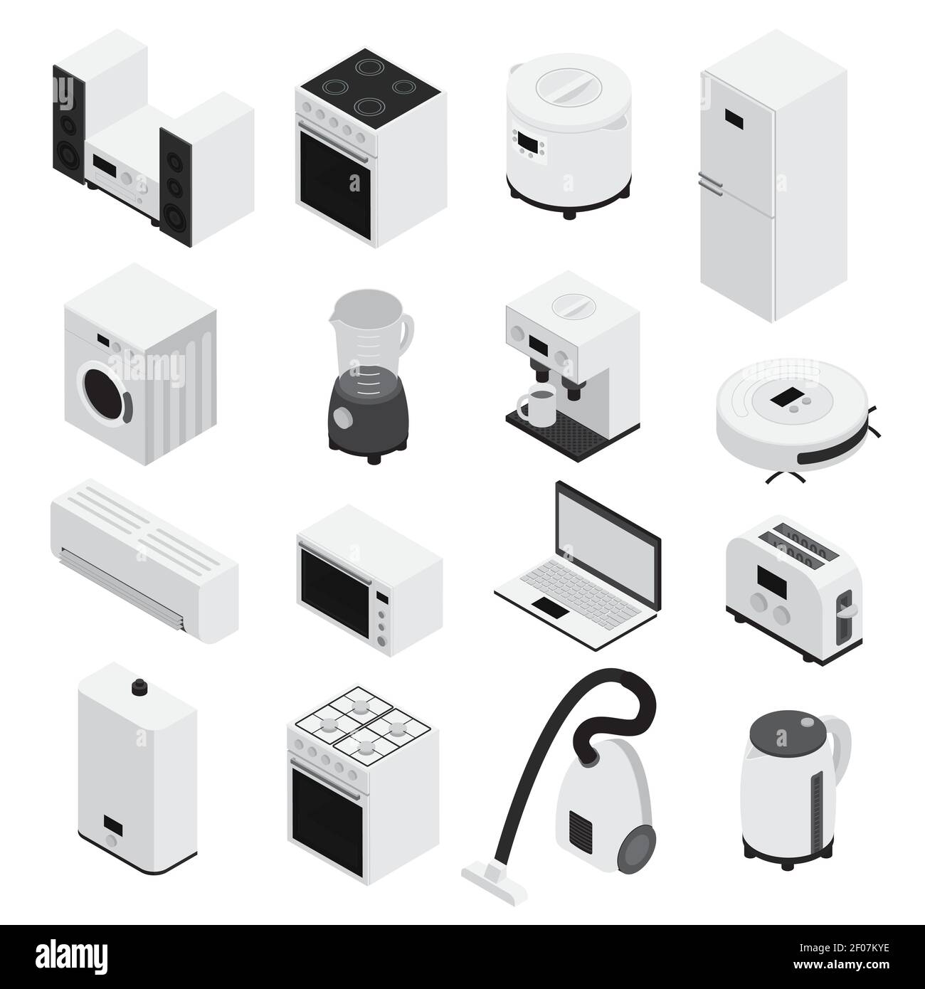 3d isometrics home appliances icon set small household appliances and ...
