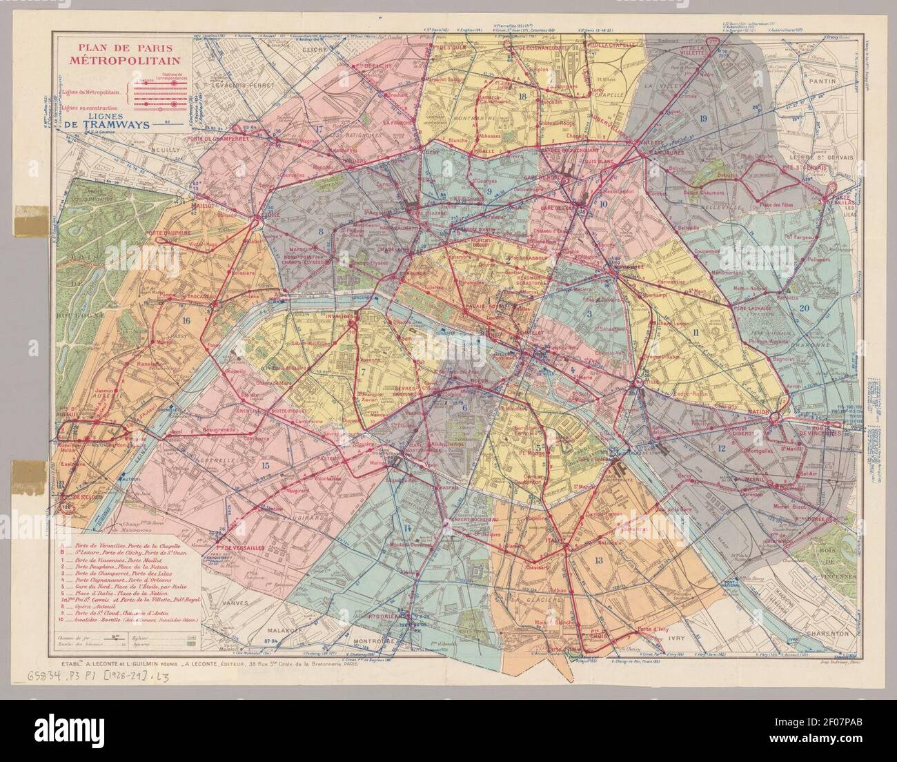 Plan de Paris Métropolitain by A. Leconte - Stanford Libraries Stock ...