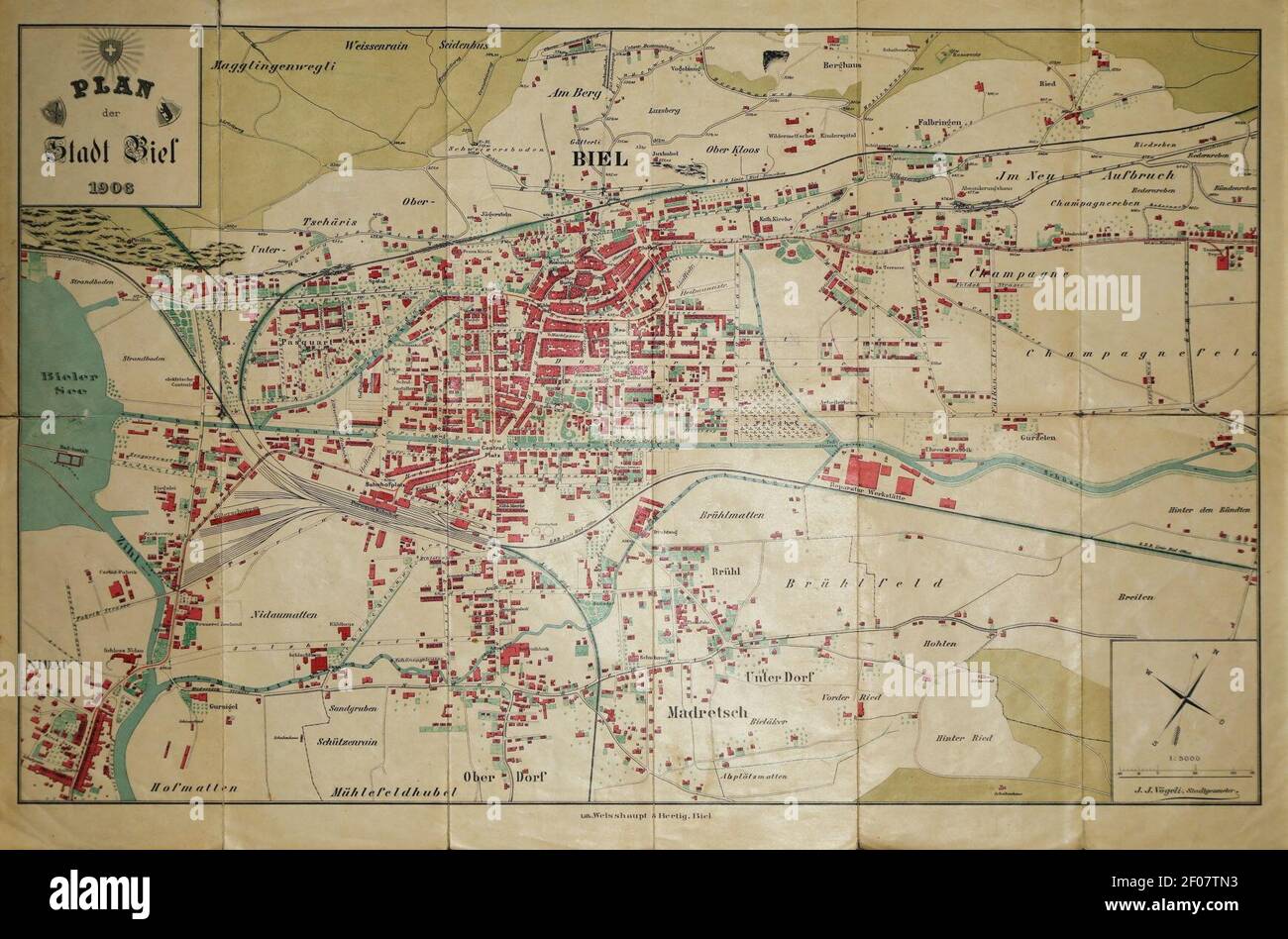 Plan der Stadt Biel 1906 Stock Photo - Alamy