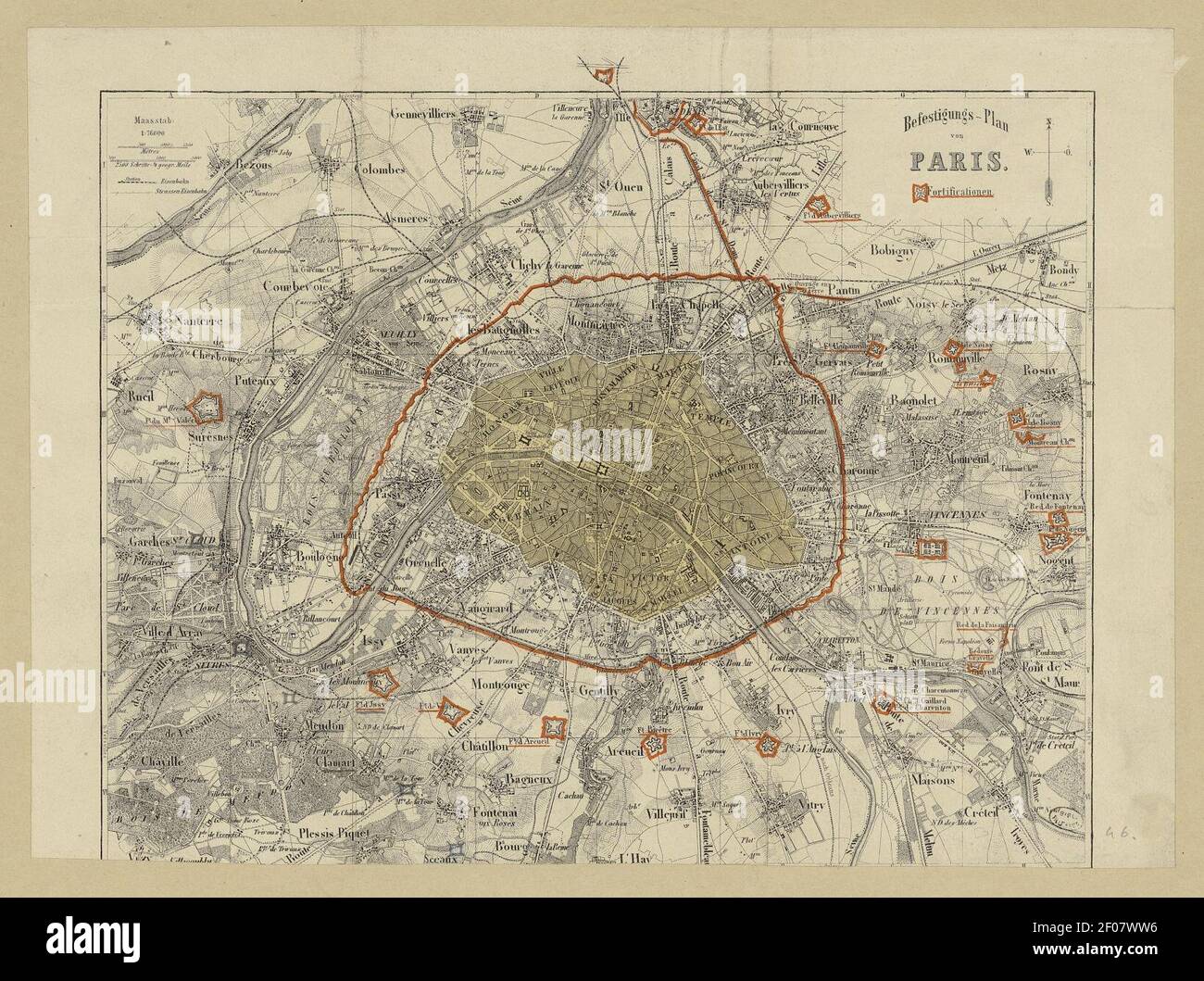 Plan des fortifications des environs de Paris. Befestigungs - Plan von ...