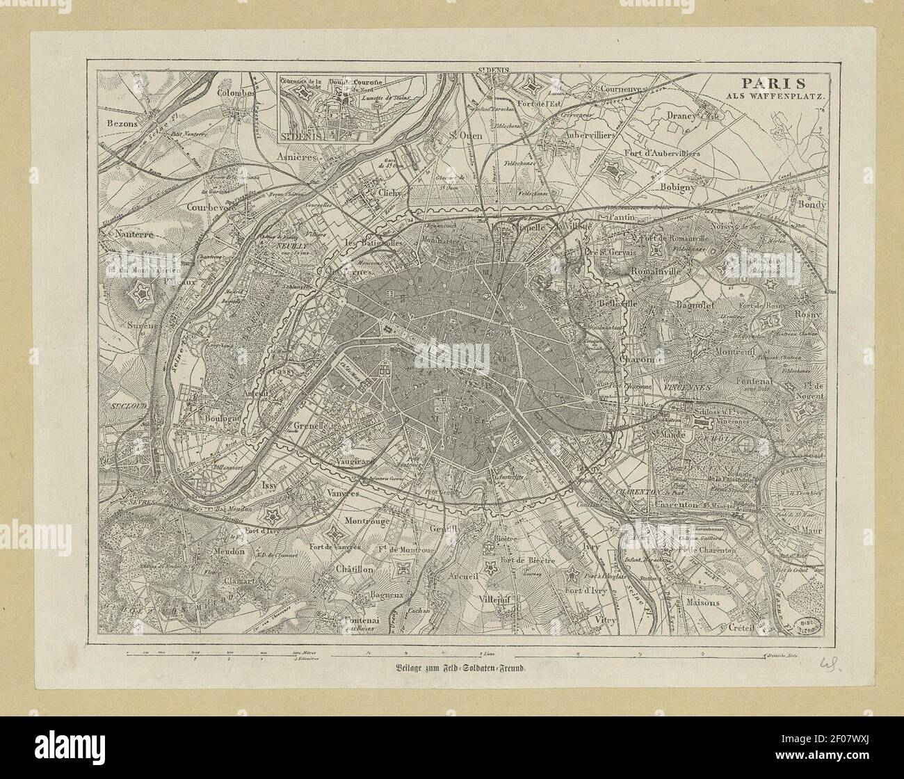Plan des fortifications des environs de Paris. Paris als Waffenplatz ...