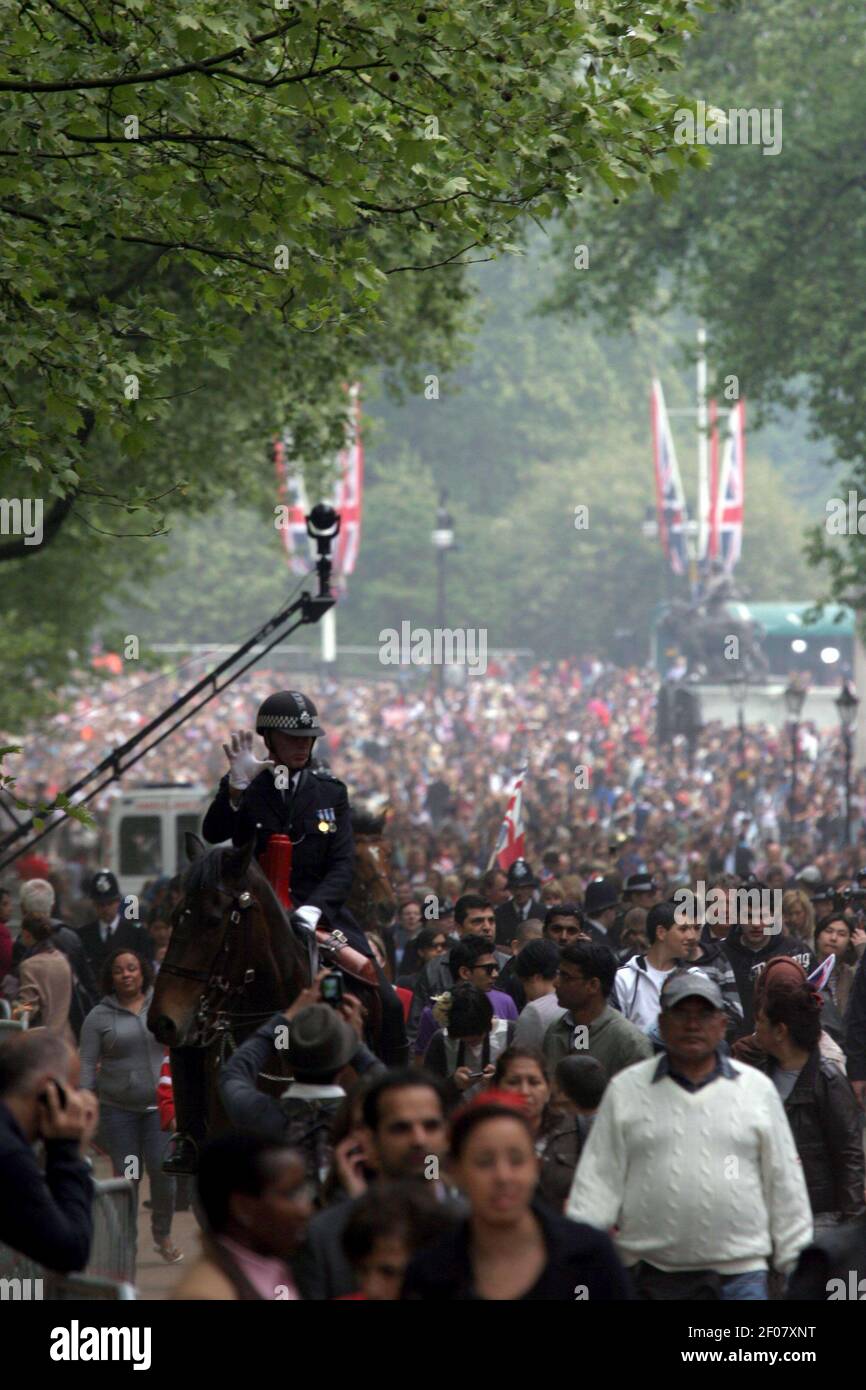 29 April 2011- London, England- Royal wedding day. Massive crowds swell ...