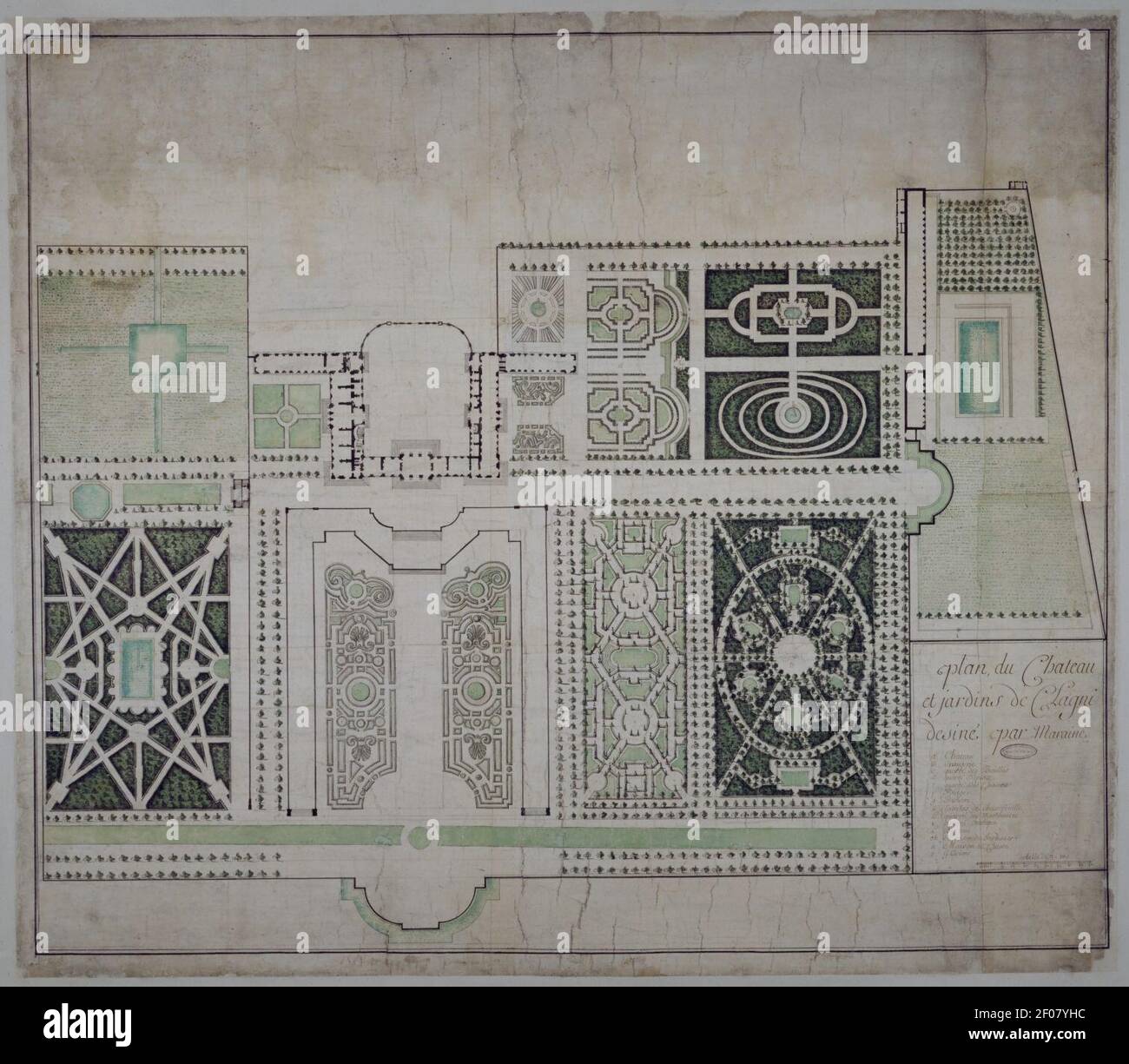 Plan du château et des jardins de Clagny dessiné par Maraine XVIIe ...