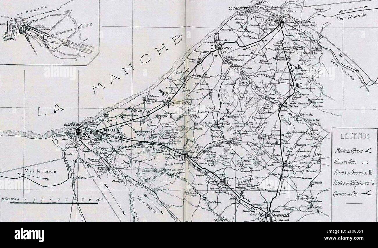 Plan du Circuit de Dieppe pour le Grand Prix de l'ACF 1908 Stock Photo ...