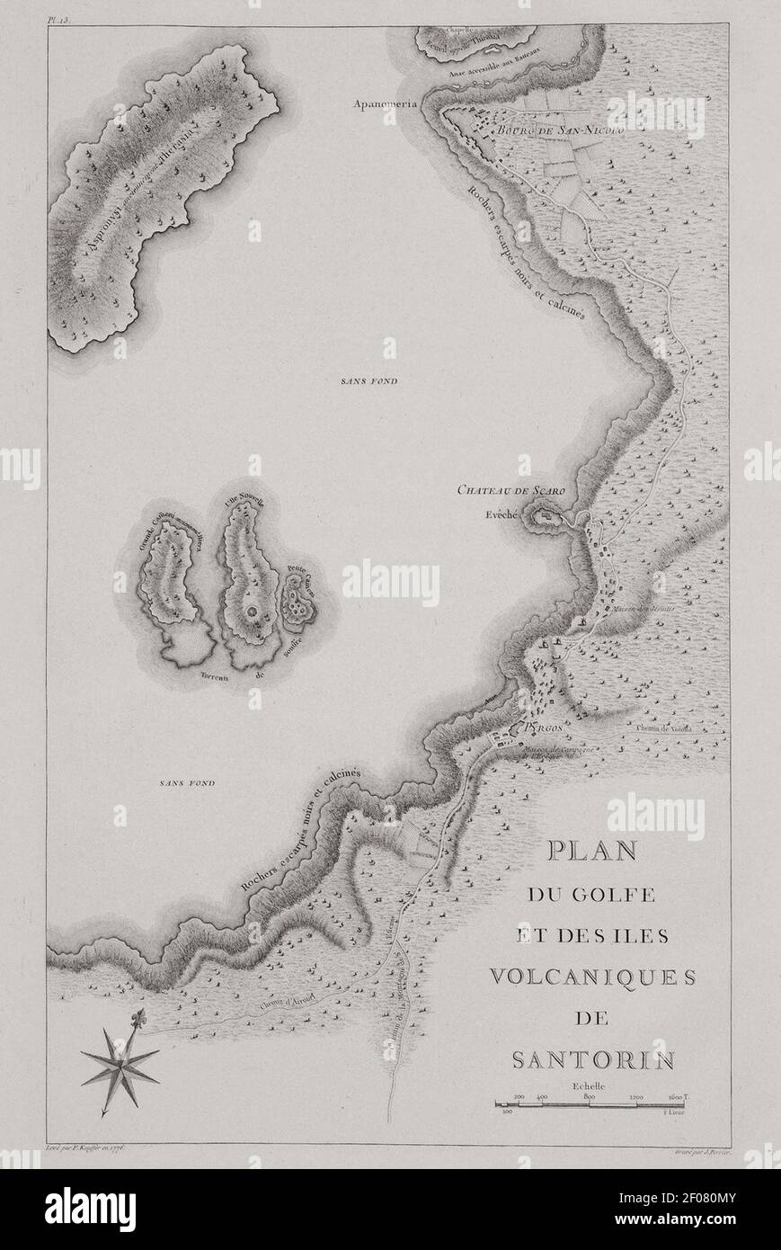 Plan du golfe et des iles volcaniques de Santorin - Choiseul-gouffier ...