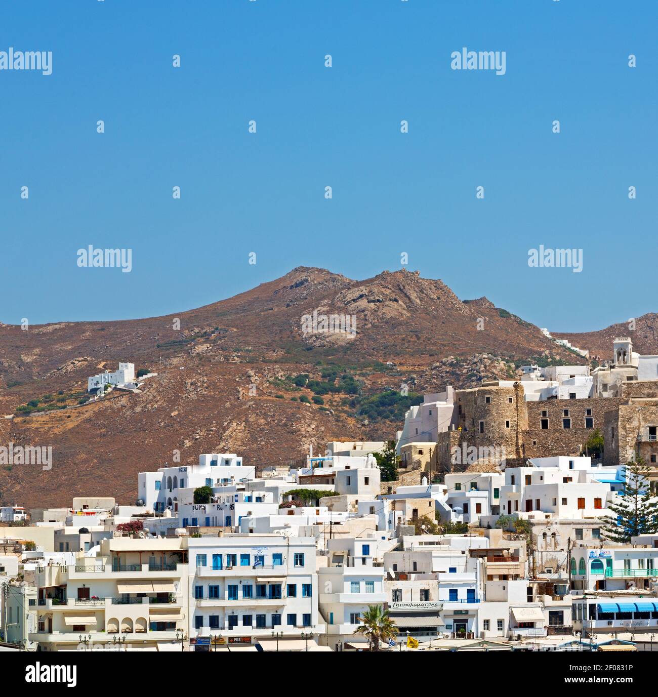 Old history in cyclades island harbor and boat santorini naksos europe ...