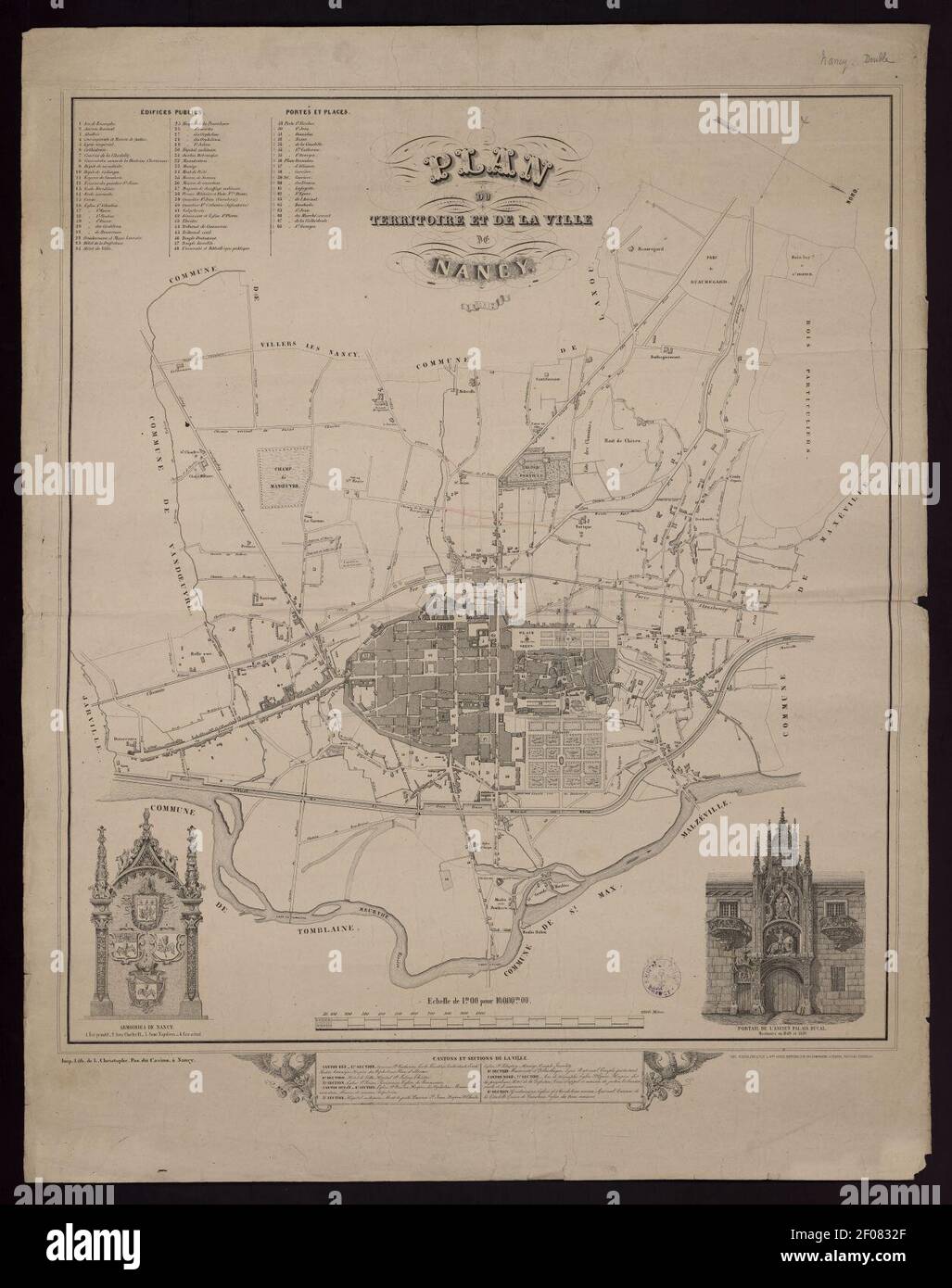 Plan du territoire et de la ville de Nancy 1857 G-FG-ES-00014 Stock ...