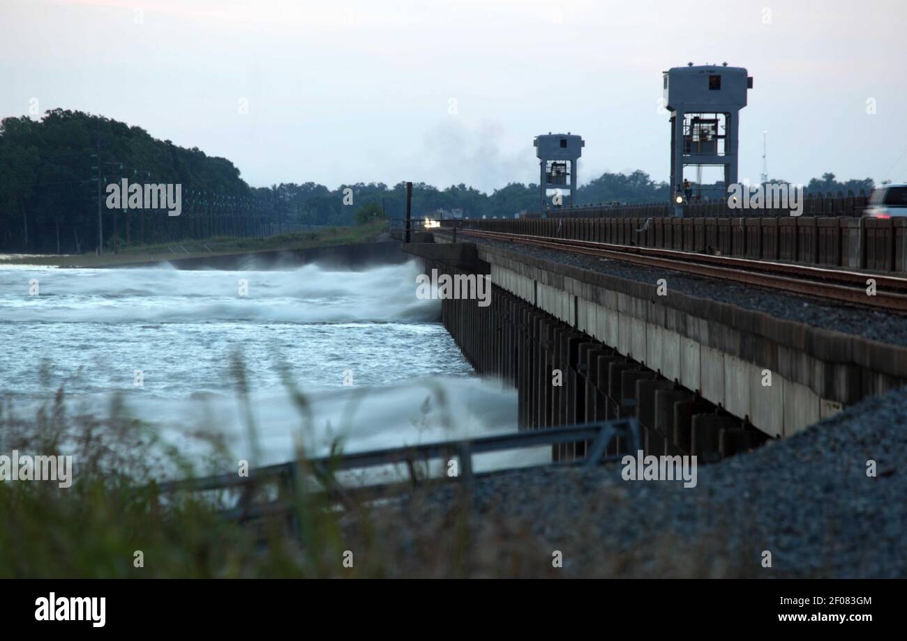 17 May 2011. Melville, Louisiana, USA. The Morganza Spillway is opened ...