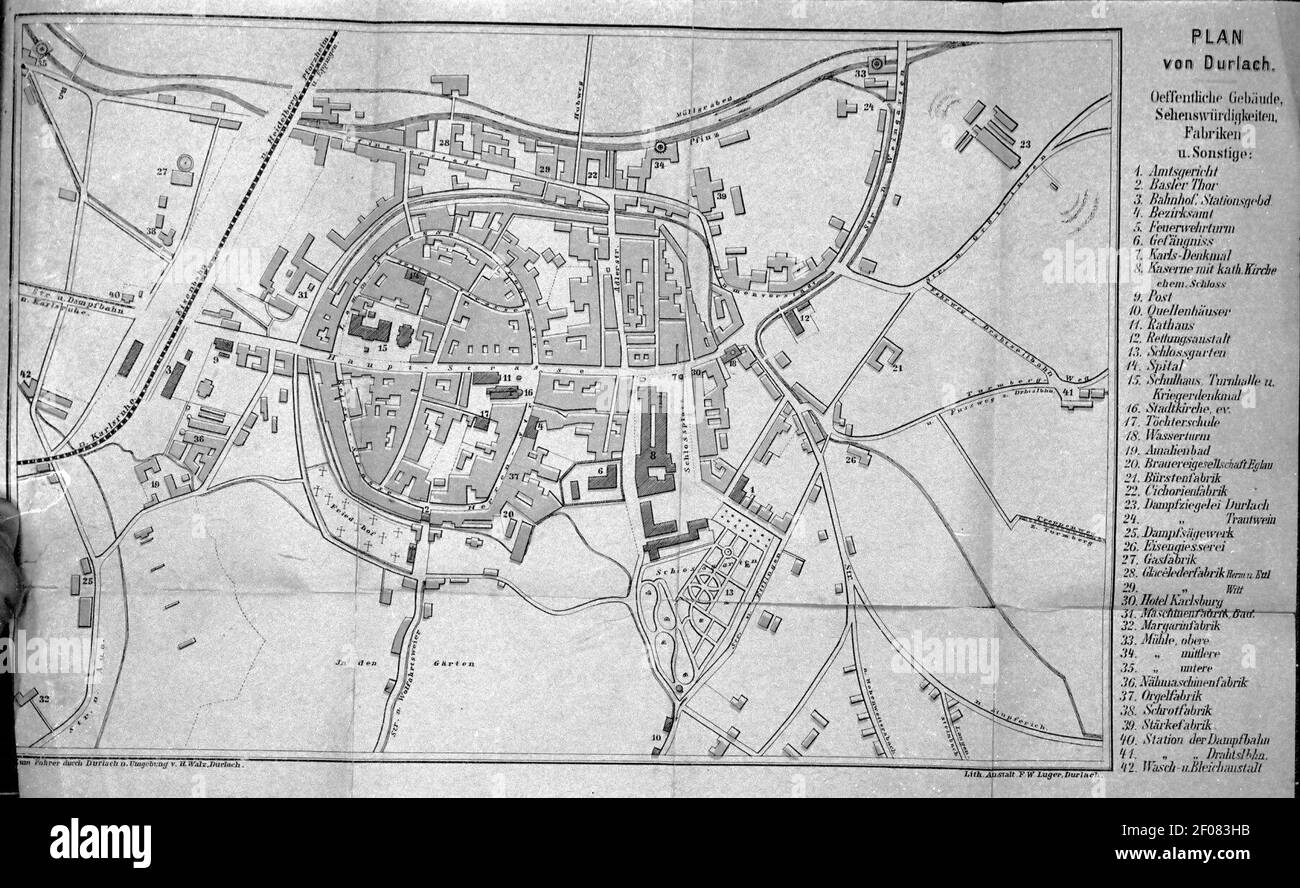 Plan Durlach 1888 Stock Photo - Alamy