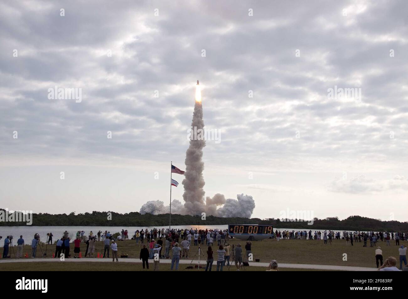 16 May 2011 - Kennedy Space Center, Florida - The American flag sways ...