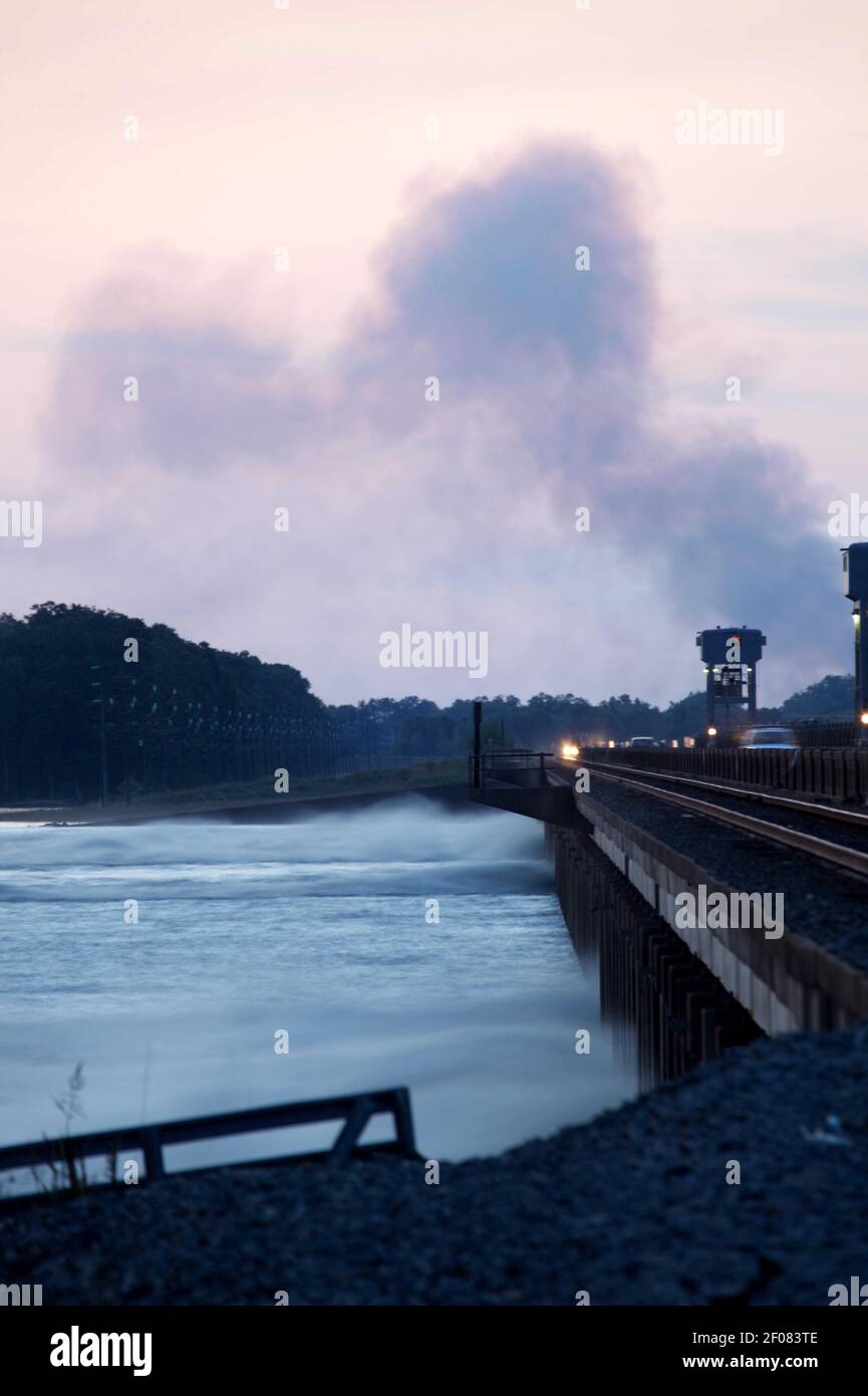 17 May 2011. Melville, Louisiana, USA. The Morganza Spillway is opened ...