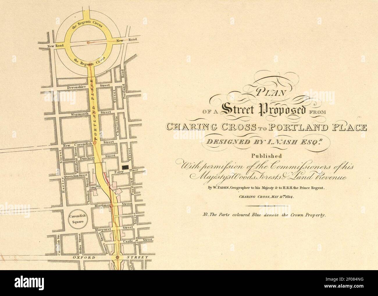 Plan for Portland Place and Regent's Circus, 1814 Stock Photo - Alamy