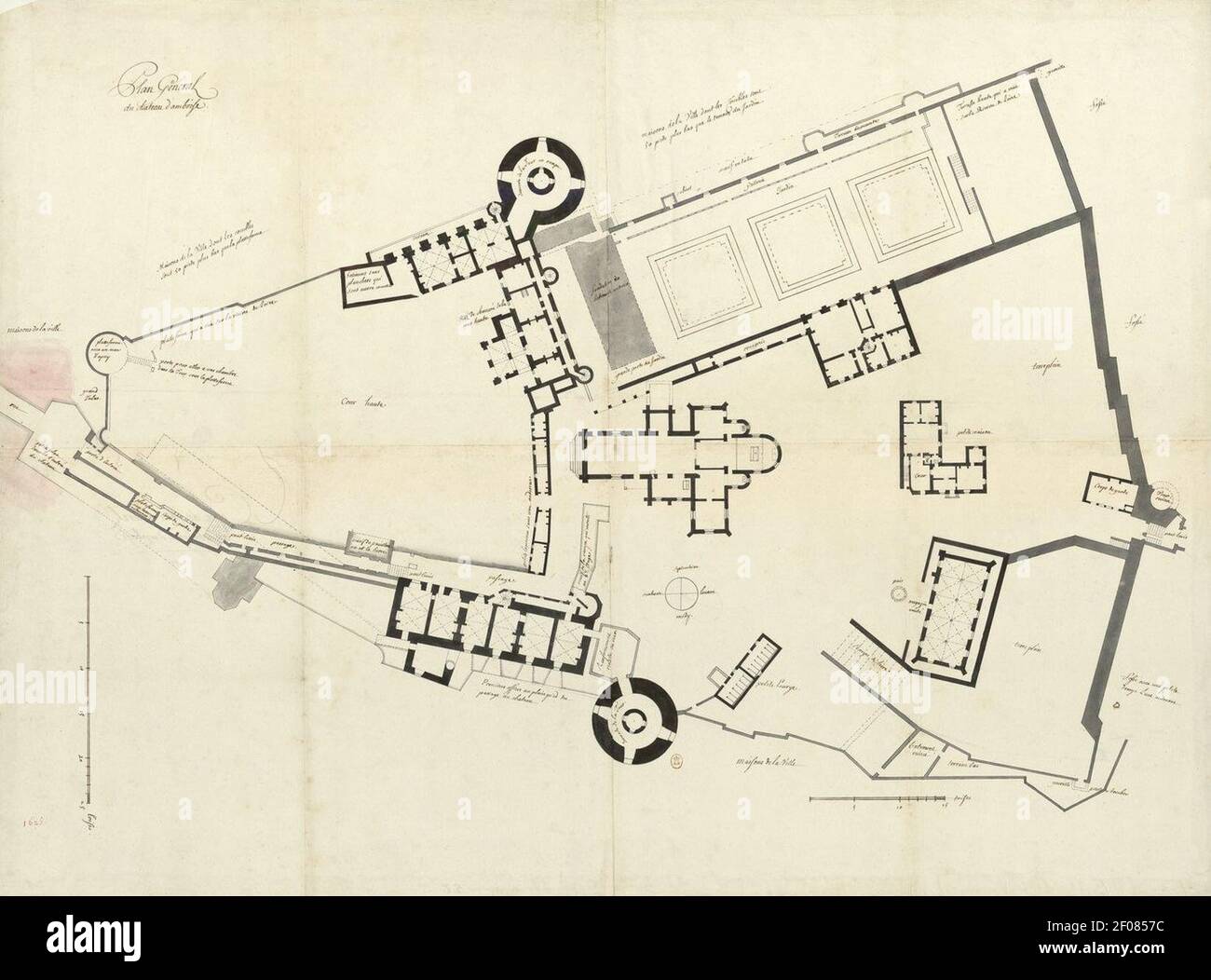 Plan général du château d'Amboise de Cotte 1718 Stock Photo - Alamy