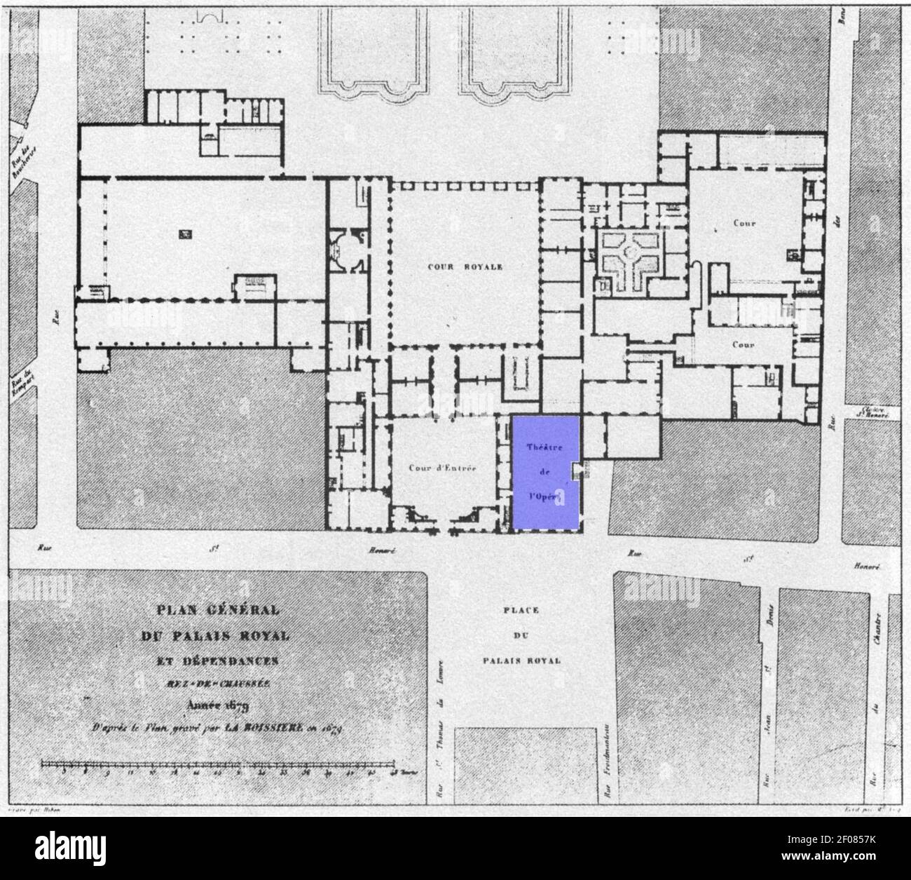 Plan général du Palais-Royal 1679 (Opera in blue) - Gourret 1985 p42 ...
