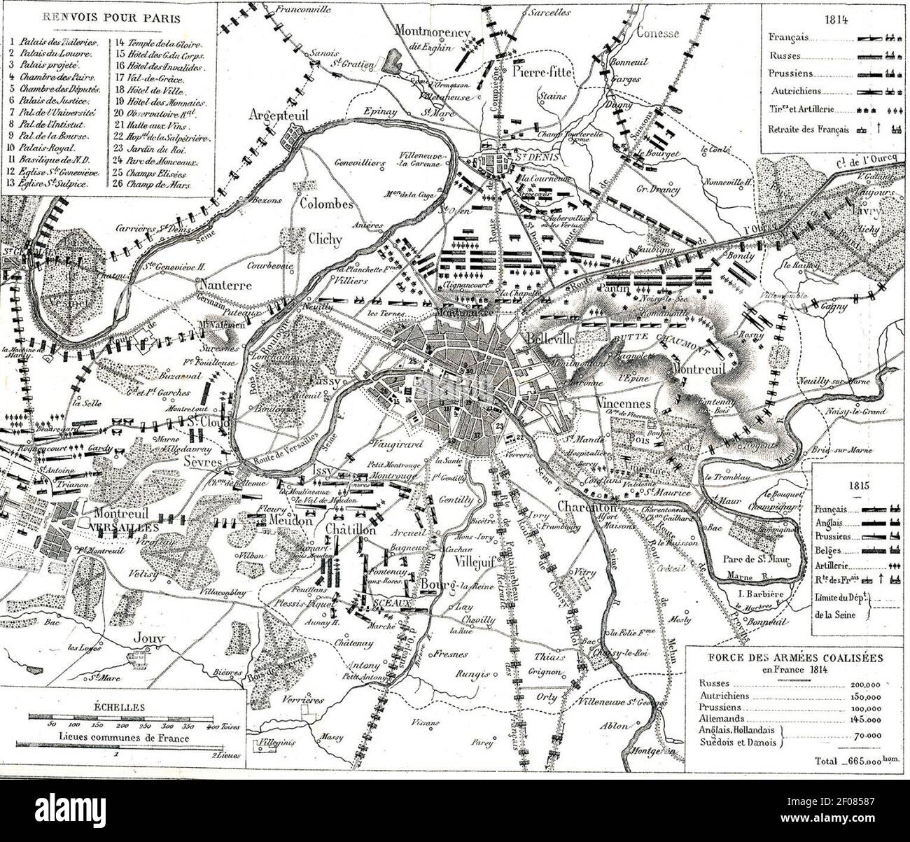 Plan général du siège de Paris en 1814 - 1815 Stock Photo - Alamy