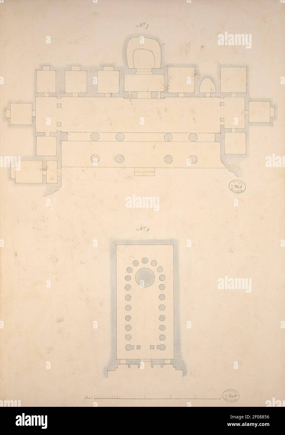 Plan of Ajanta Cave 7 and Cave 9, 1850 sketch Stock Photo - Alamy
