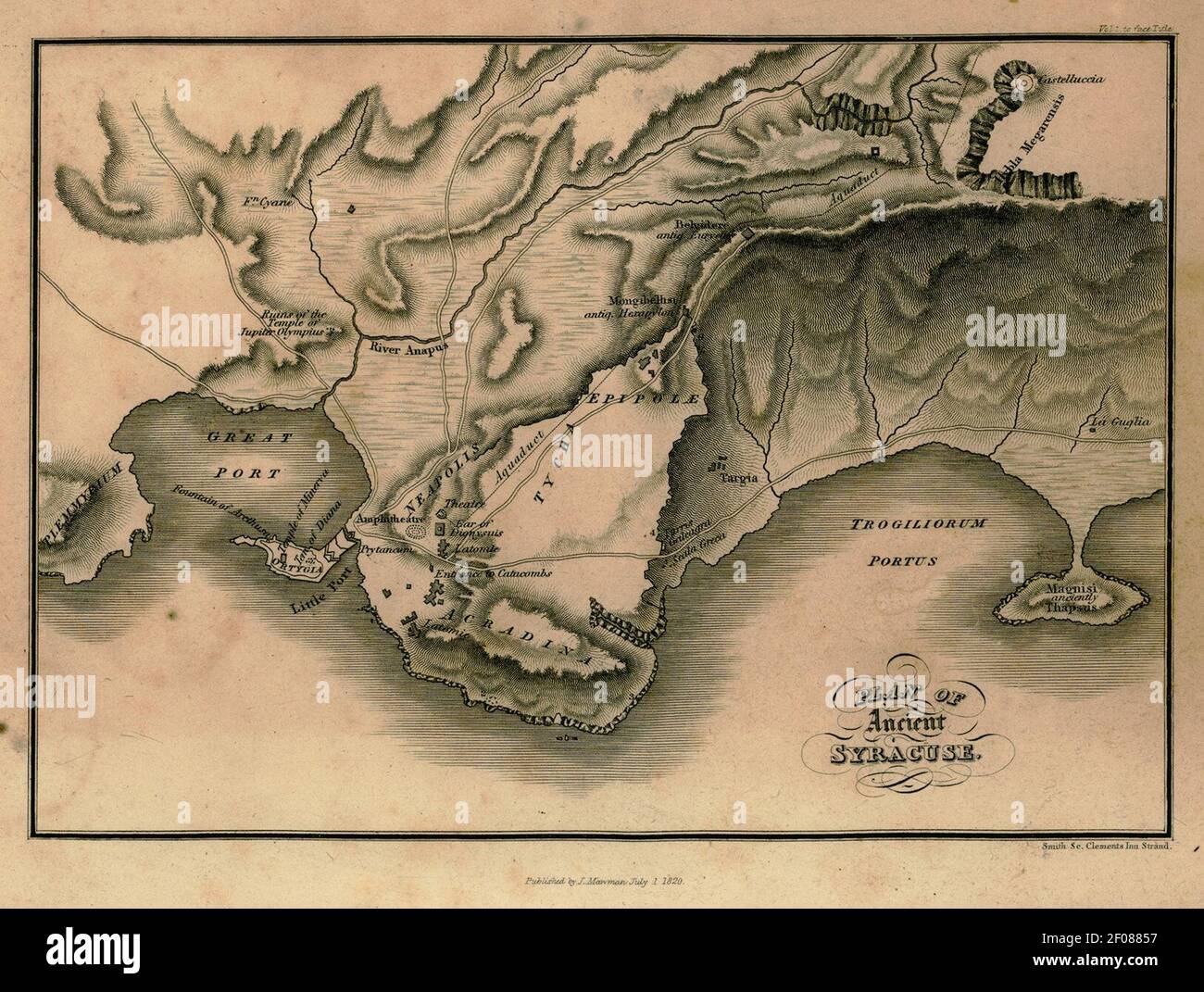 Plan of Ancient Syracuse - Hughes Thomas Smart - 1820 Stock Photo - Alamy