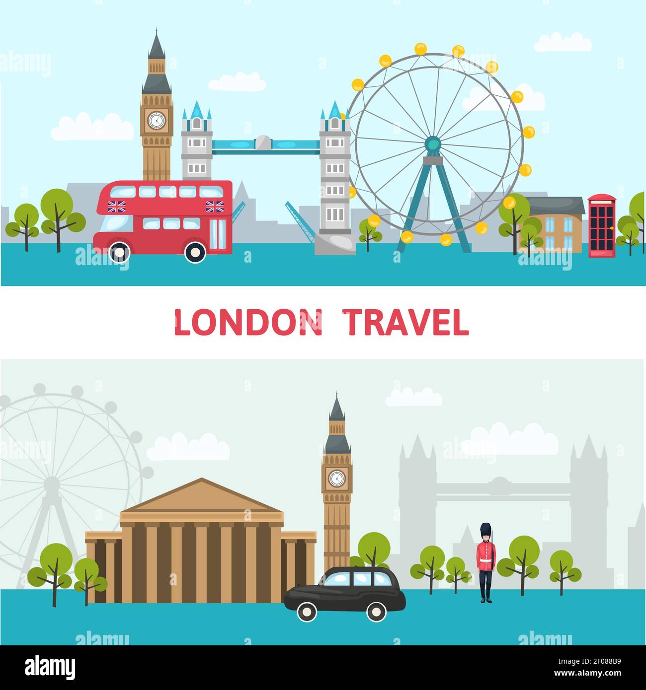 London city skyline poster with headline London travel and sights of ...