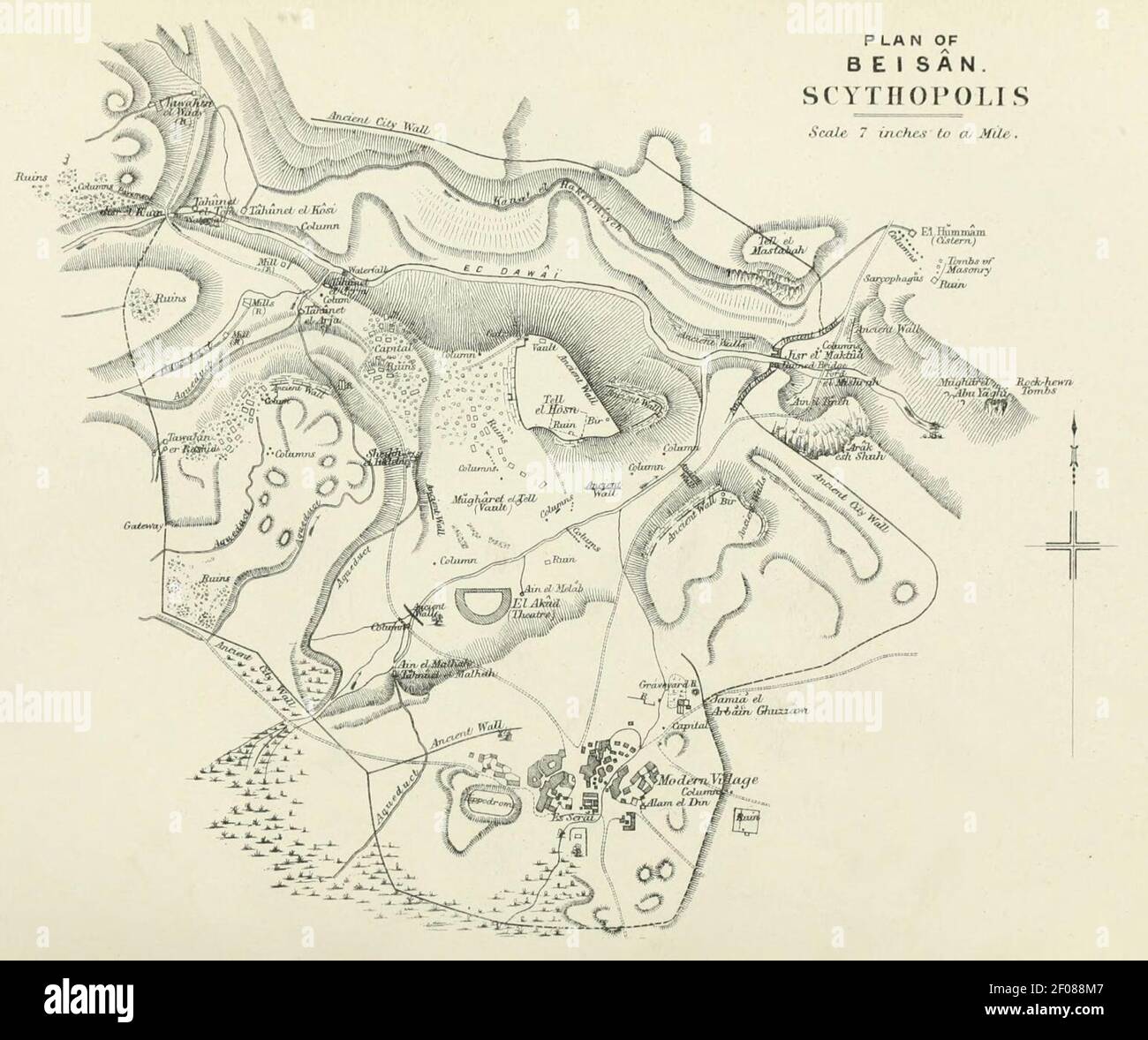 Plan of Beisan-Scythopolis from the 1871-77 Palestine Exploration Fund ...