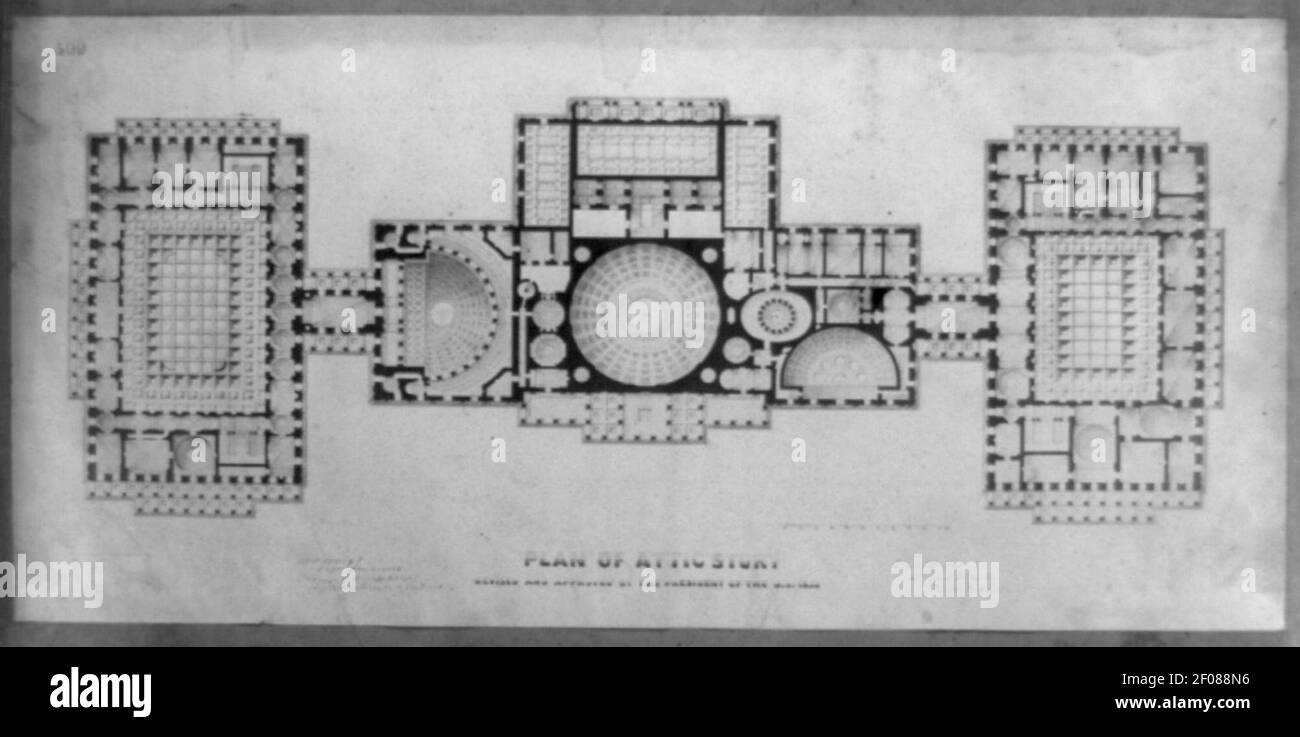 Plan of attic story, revised and approved by the President of the U.S ...