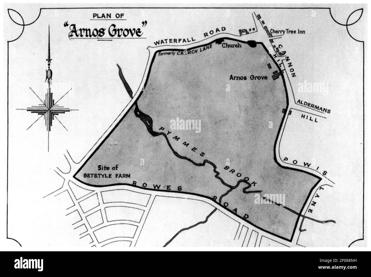 Plan of Arnos Grove from 1918 sale particulars Stock Photo - Alamy