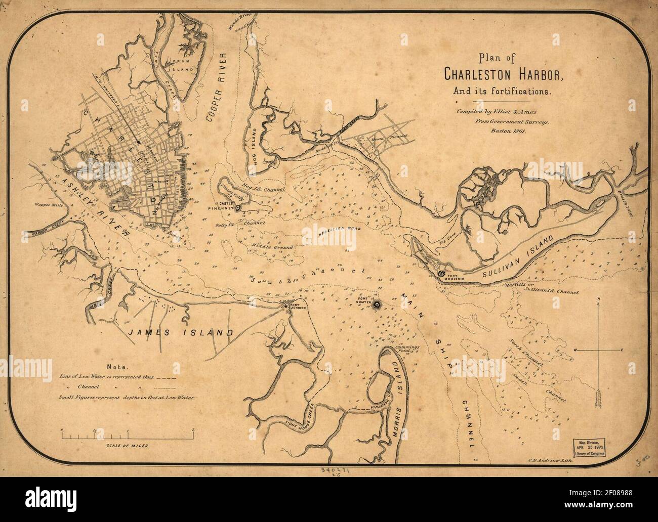 Plan of Charleston Harbor, and its fortifications Stock Photo - Alamy