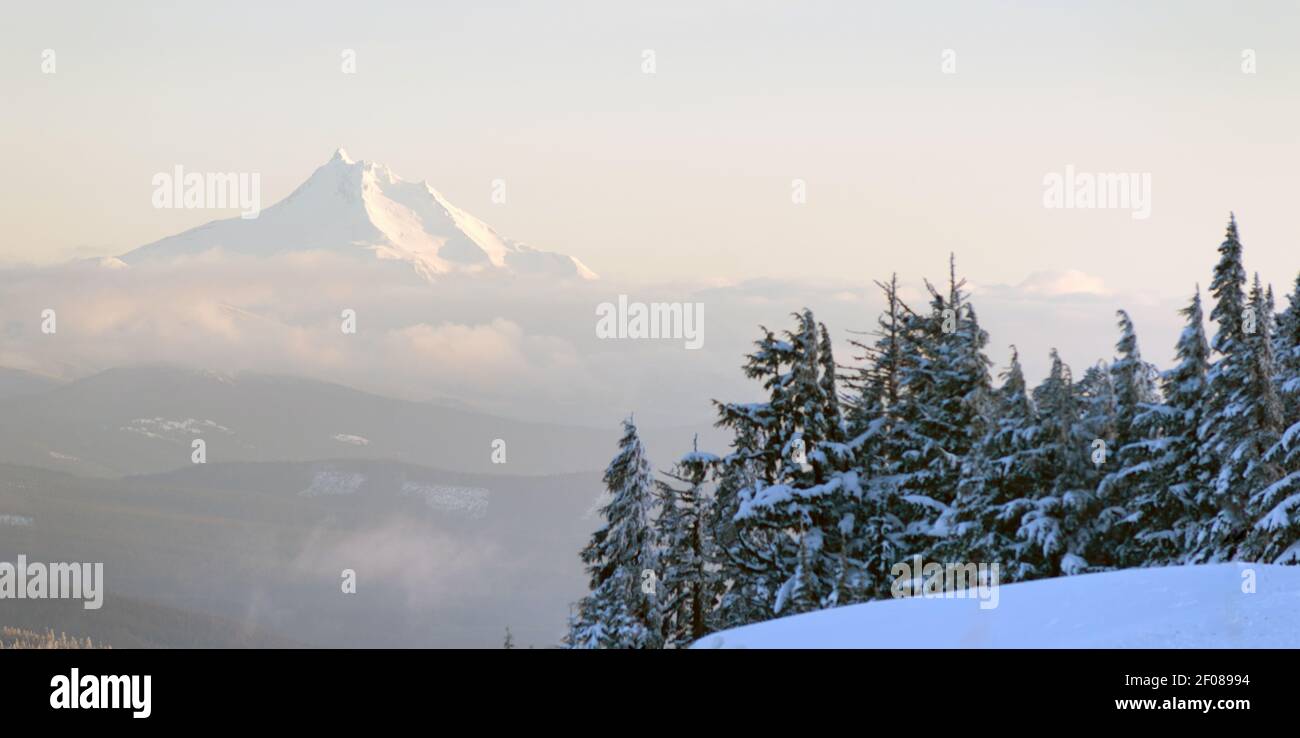 Mt Jefferson North Cascades Oregon Mountain Range Alpine Forest Stock ...