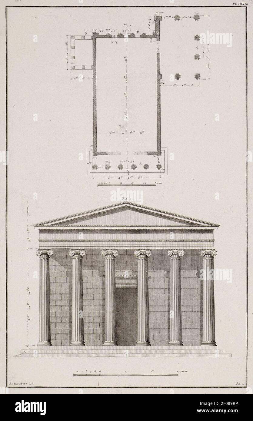Plan of Erechtheion View of the east side of the Temple - Le Roy Julien ...