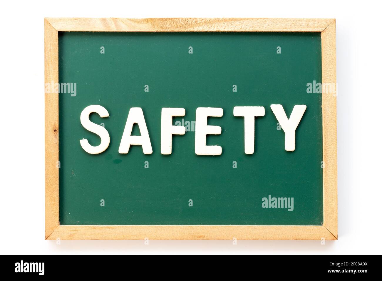 Alphabet letter in word safety in blackboard on white background Stock ...
