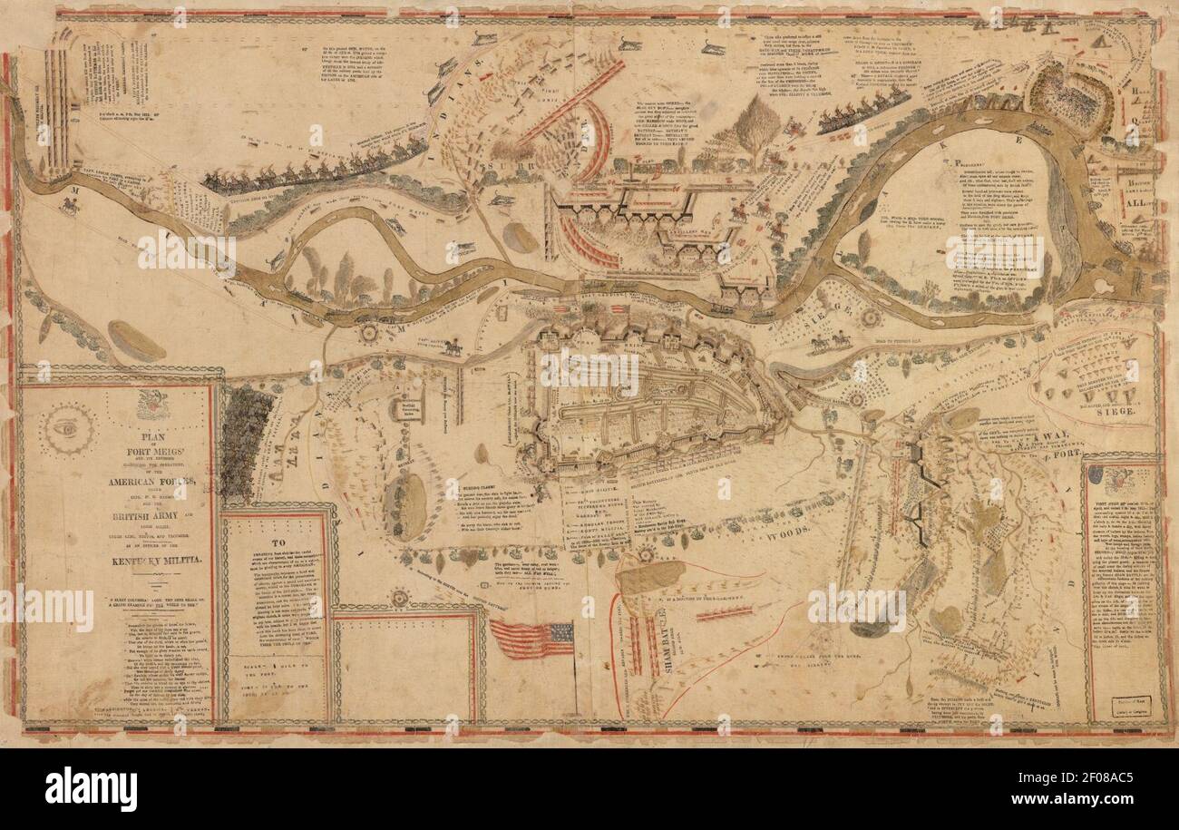 Plan of Fort Meigs' and its environs by Sebree, 1813 Stock Photo - Alamy