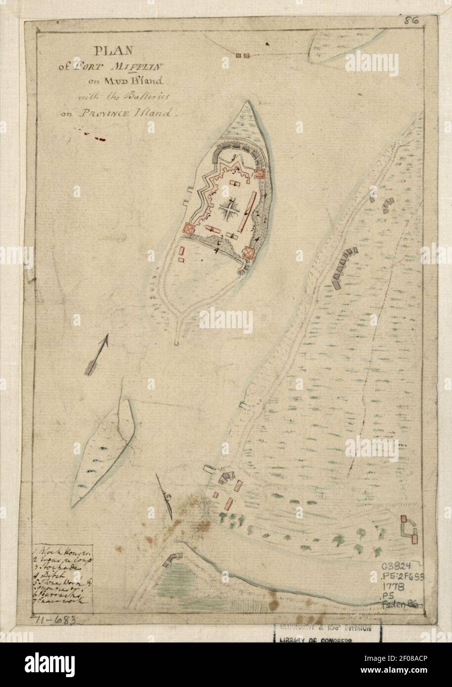 Plan of Fort Mifflin on Mud Island, with the batteries on Province ...