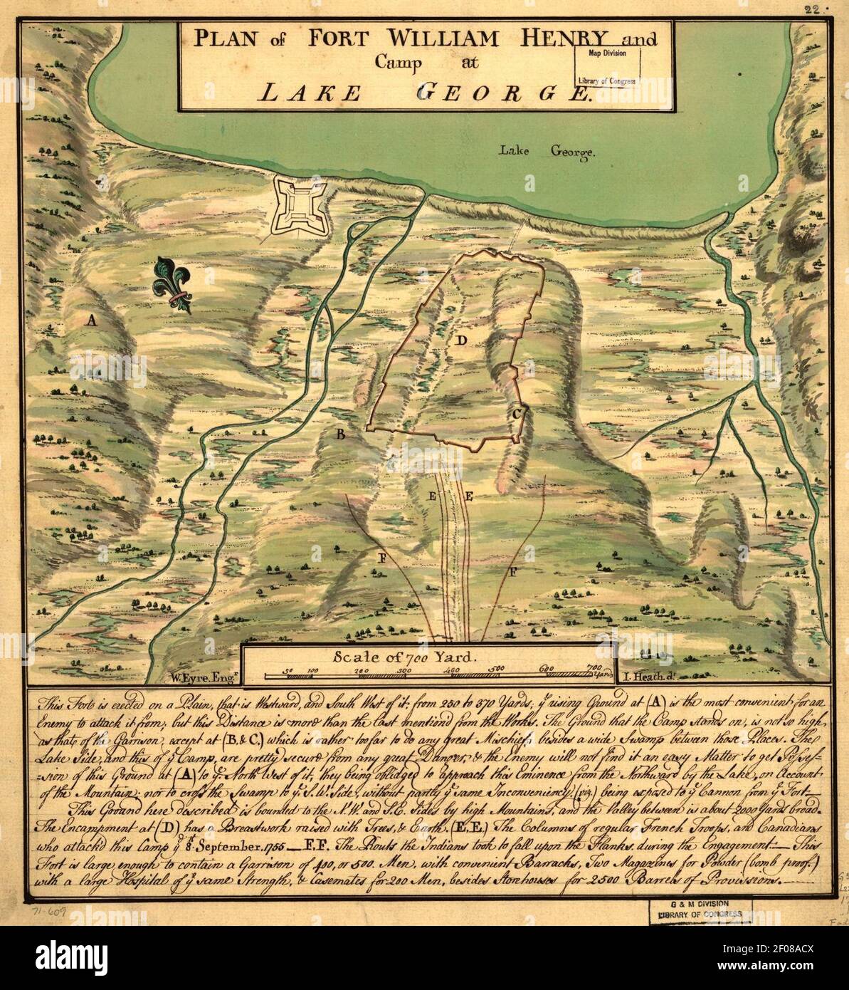 Plan of Fort William Henry and camp at Lake George Stock Photo - Alamy
