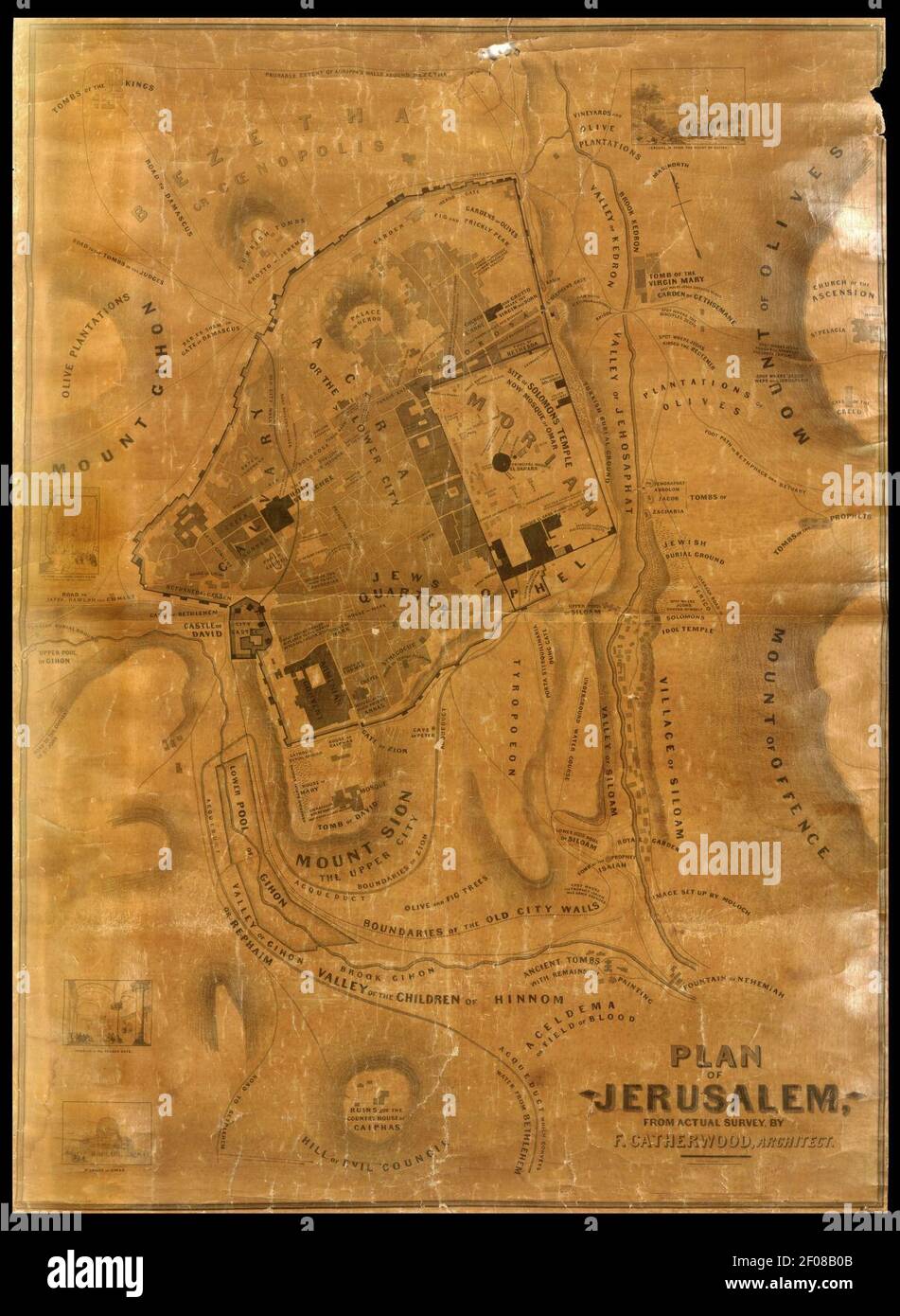 Plan of Jerusalem- from actual survey - by F. Catherwood, Architect ...