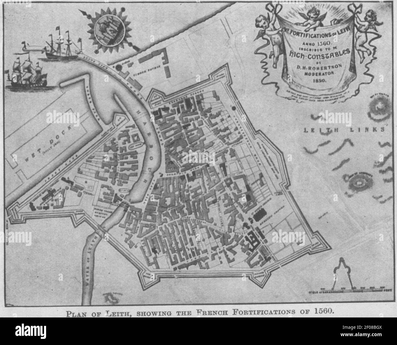 Plan of Leith showing the French fortifications of 1560 Stock Photo - Alamy