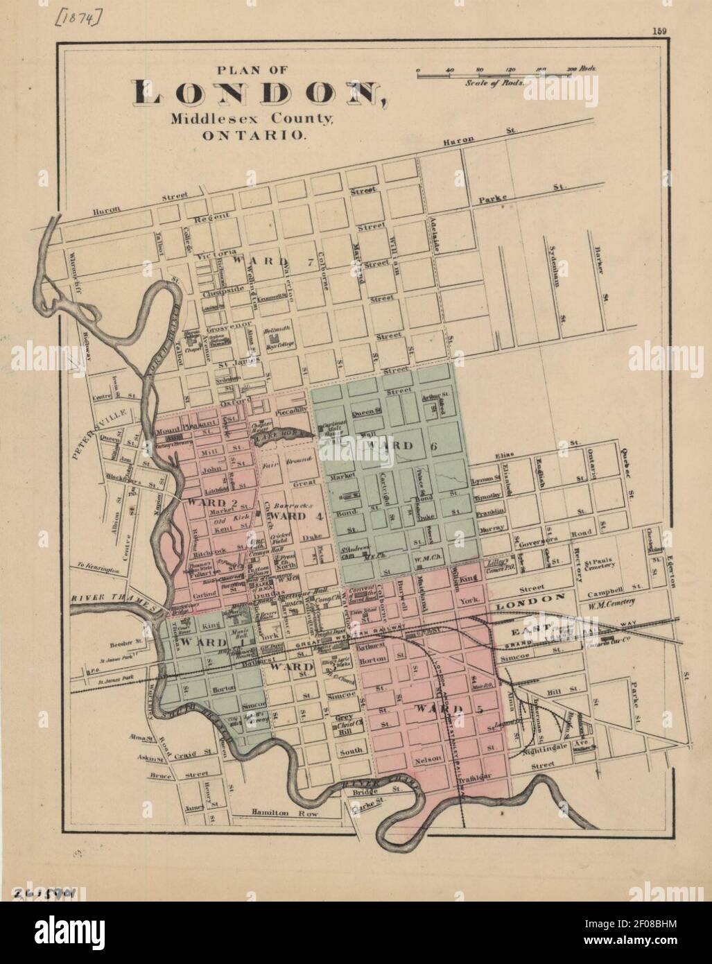 Plan of London, Middlesex County, Ontario Stock Photo - Alamy