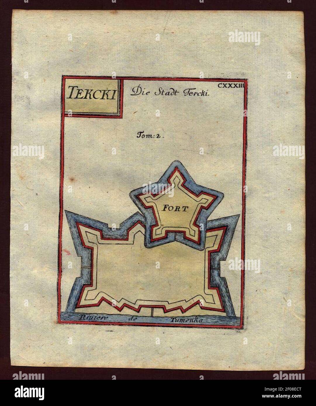 Plan of Tercki, on the Tumenka River, 1719 Stock Photo - Alamy