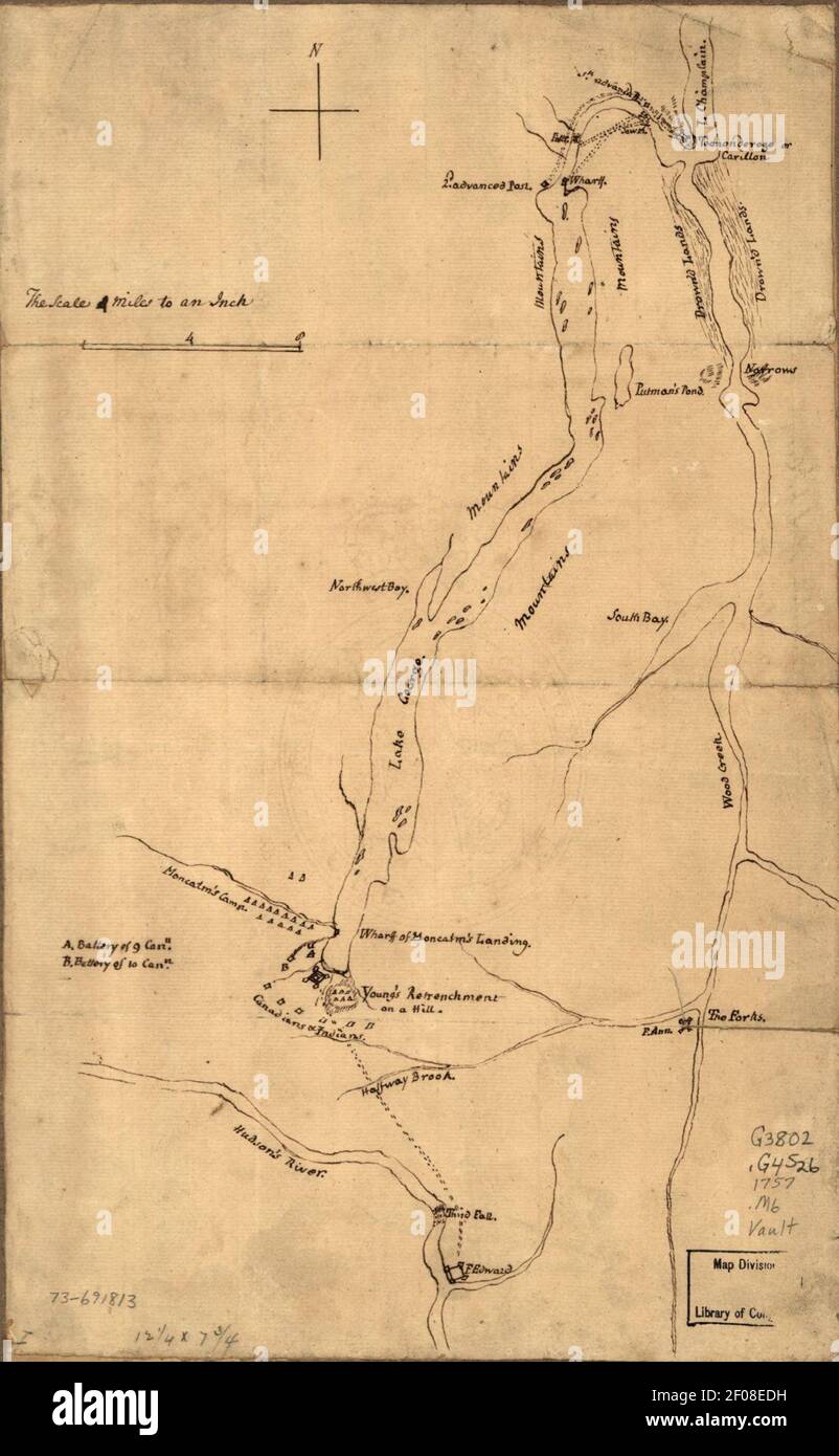 Plan of the attack on Fort William Henry and Ticonderoga; showing the ...