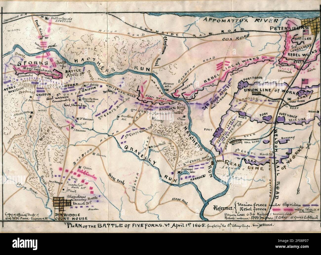 Plan of the battle of Five Forks, Va., April 1st 1865 - fought by 5th ...